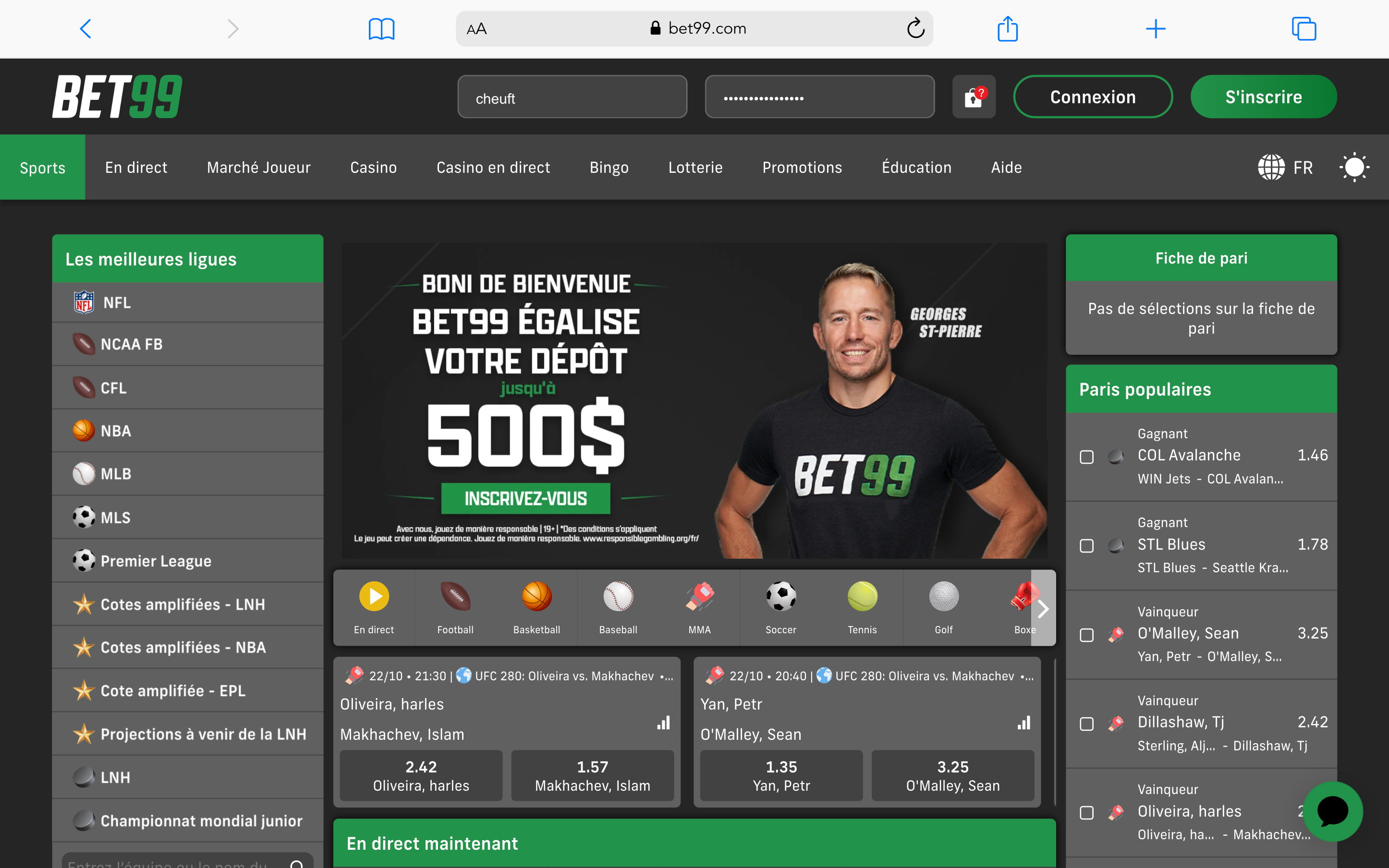 Avis Bet99 Canada: test complet au Québec + BONUS 600$